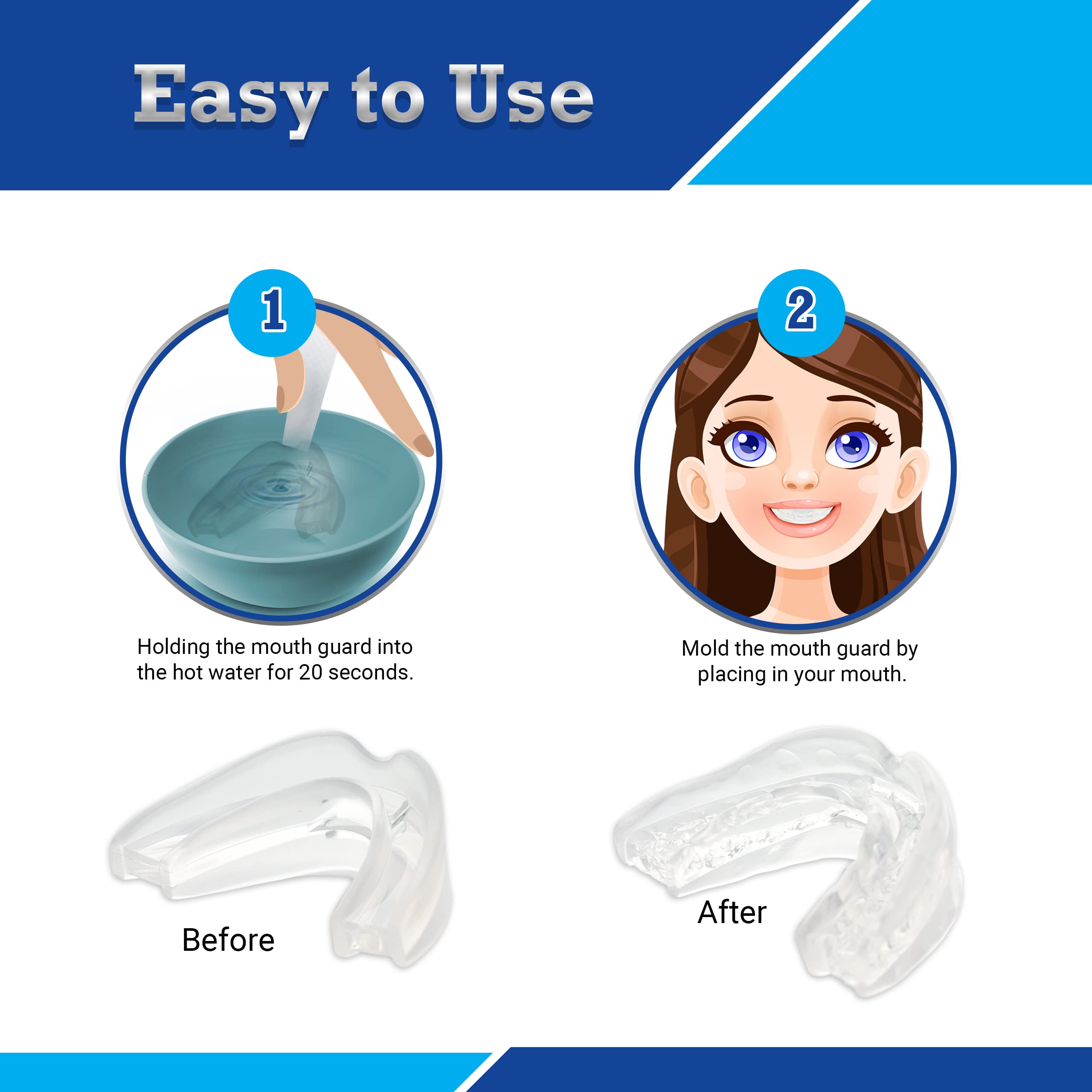 BrightGuard Grinding Mouth Guard - Teeth Grinding Mouth Guard for Sleep – Night Dental Bite Nightguard - Clenching, Bruxism, TMJ Guards - Moldable & Comfortable