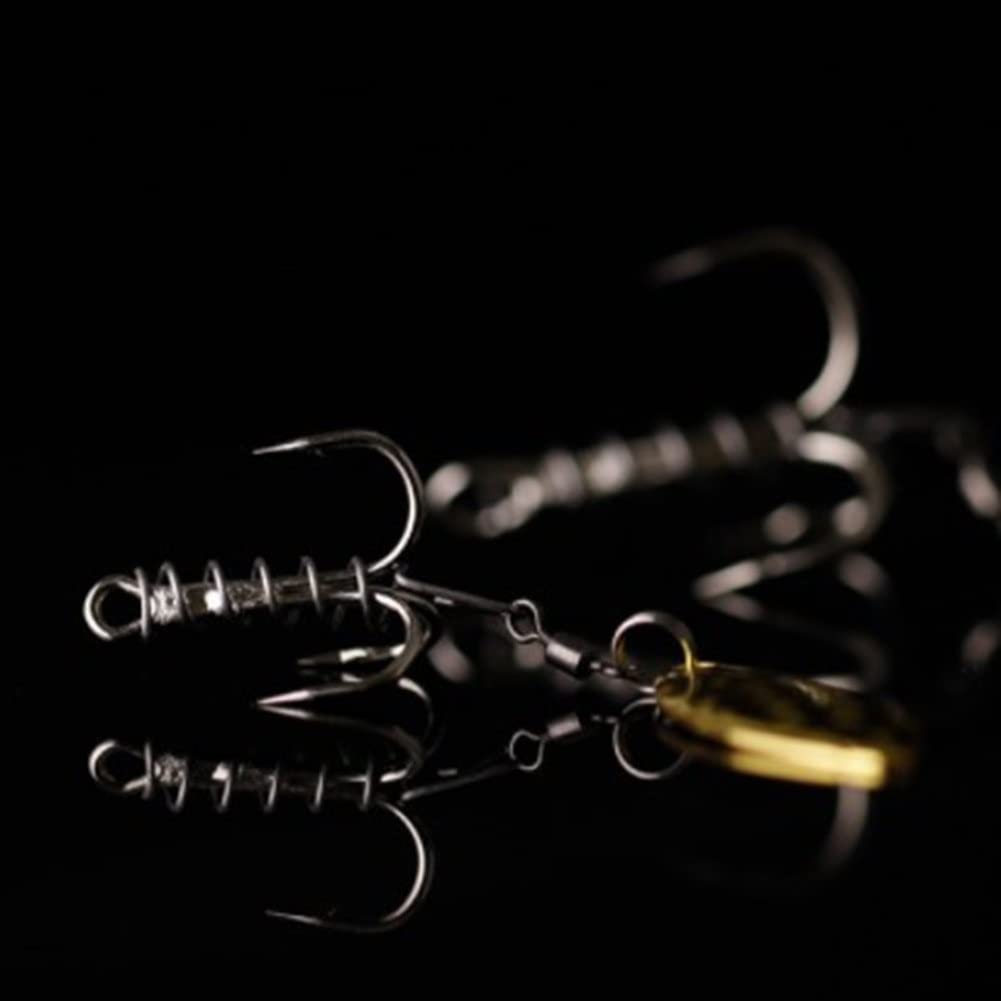 chaber Hooks 10pcs Bait Spring Dough Treble Hooks with Spinner Spoon Bait with Hooks for Lure Fishing Tackle Fishing Hooks (Size : 2)