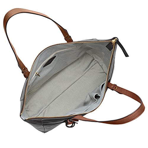 Fossil Women's Rachel Leather Tote Bag Purse Handbag, Black/Brown (Model: ZB7507001)