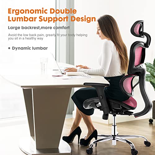 Ergonomic Office Chair,Large High Back Office Chairs Ergo3D Rolling Desk Chair with 4D Adjustable Armrest,3D Lumbar Support,Adjustable Headrest,Breathable Mesh Computer Gaming Executive Swivel Chairs