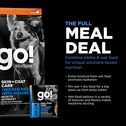 Go! Solutions Skin + Coat Care, Dry Dog Food, Chicken Recipe with Grains, 3.5 lb Bag