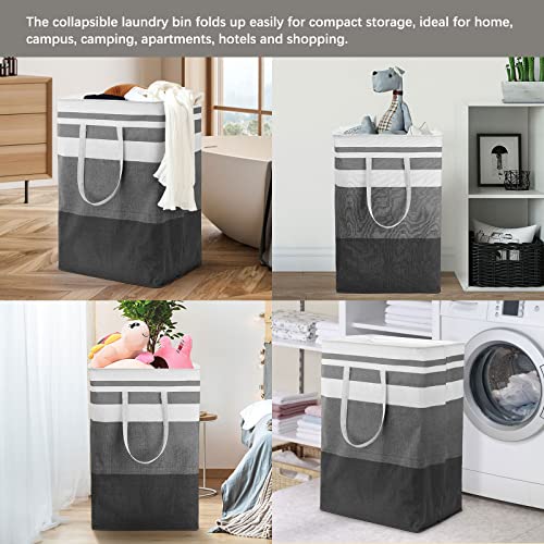 Firlar 2PCS Laundry Basket,15.7×11.5inch Folding Laundry Hamper,Dirty Clothes Organizer,Large Capacity Dirty Laundry Hamper,Laundry Hamper with Lid,Portable Dirty Clothes Basket for Clothes Storage