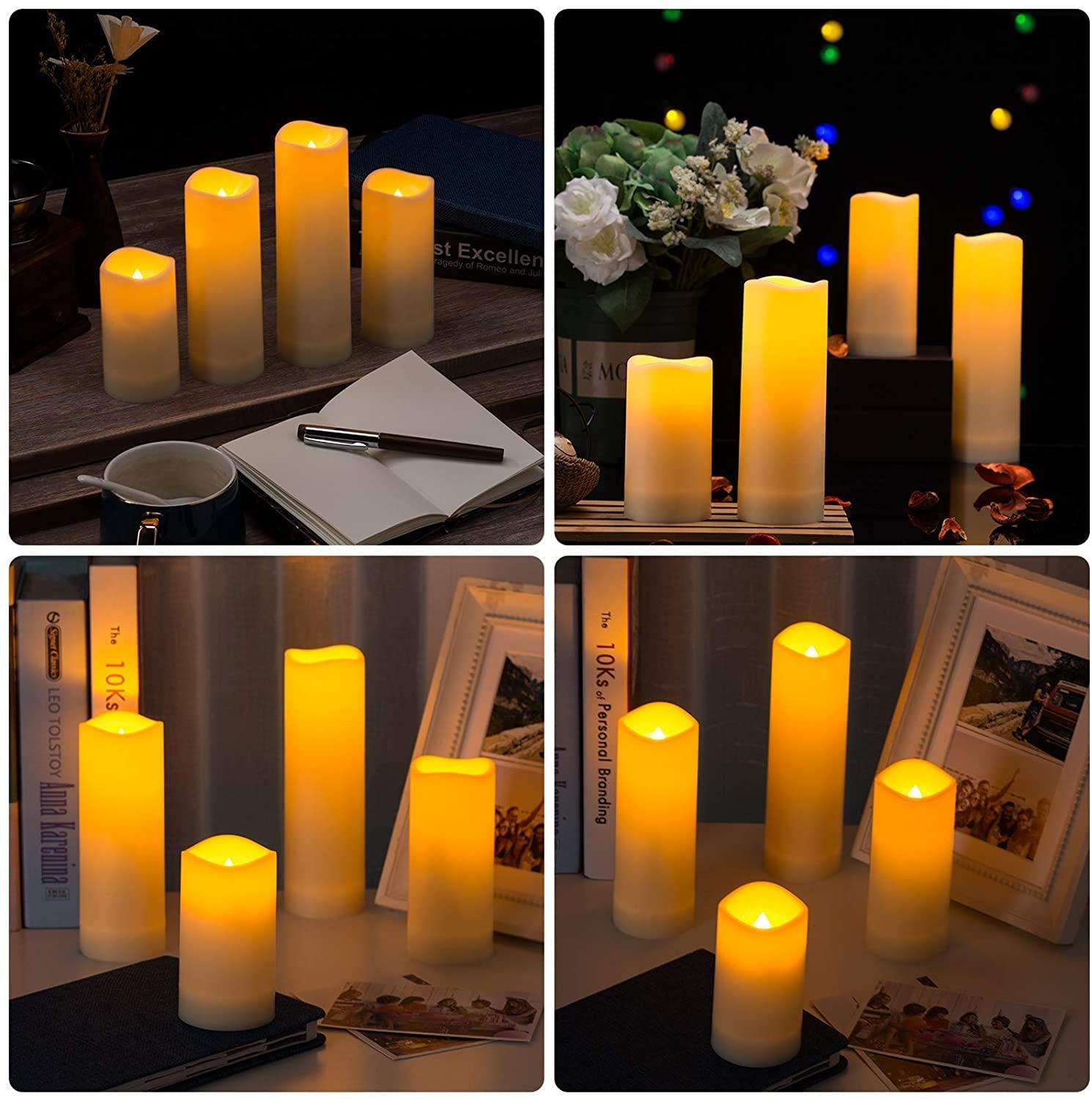 YIIA Flameless Candles Waterproof Outdoors & Indoors, Battery Candles with Remote Timer, Decorative Remote Led Candles (D 2.2''xH 4'' 5'' 6'' 7'') - 12 Pack
