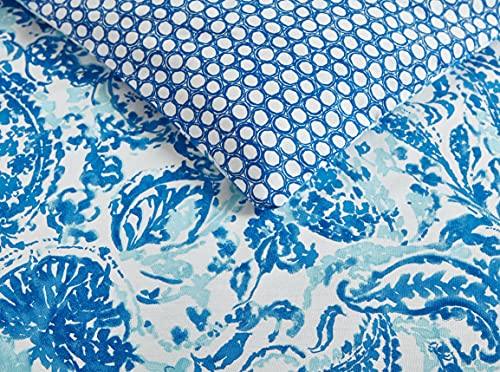 Poppy & Fritz - King Comforter Set, Reversible Cotton Bedding with Matching Shams, Medium Weight for All Seasons (Brooke Blue, King)