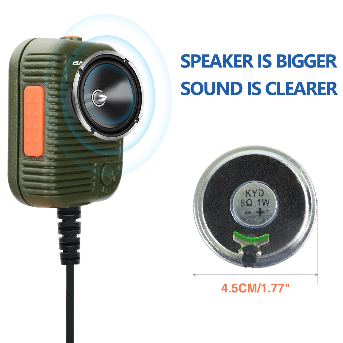 Baofeng AR-152 Tactical Speaker Mic Shoulder Microphone Volume Adjustable Military Grade Handheld Speaker for BaoFeng UV-5R UV-82 BF-888S RETEVIS TYT Pxton BTECH Kenwood Radios