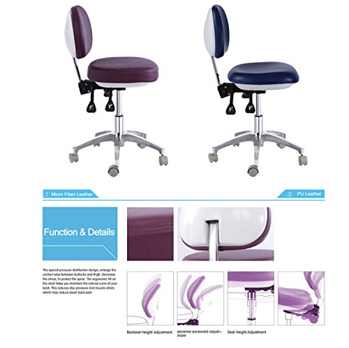 YOHOSO Dental Mobile Chair Doctor's Stool Micro Fiber Leather Dentist Height Adjustment