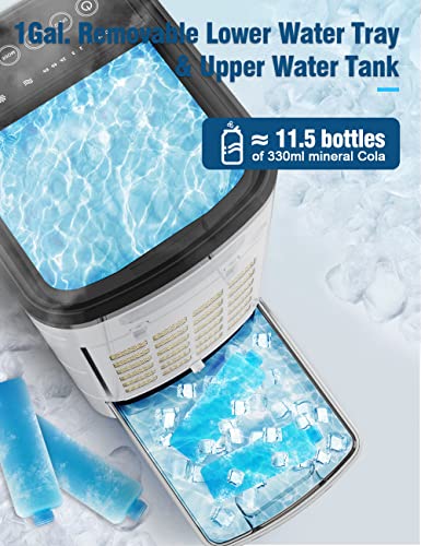 Evaporative Air Cooler, TEMEIKE 3-IN-1 Portable Air Conditioners for 1 Room, Windowless Swamp Cooler w/ 3 Modes & 3 Speeds, 70° Oscillation, Remote, Timer, Evaporative Cooler for Room Indoor Office
