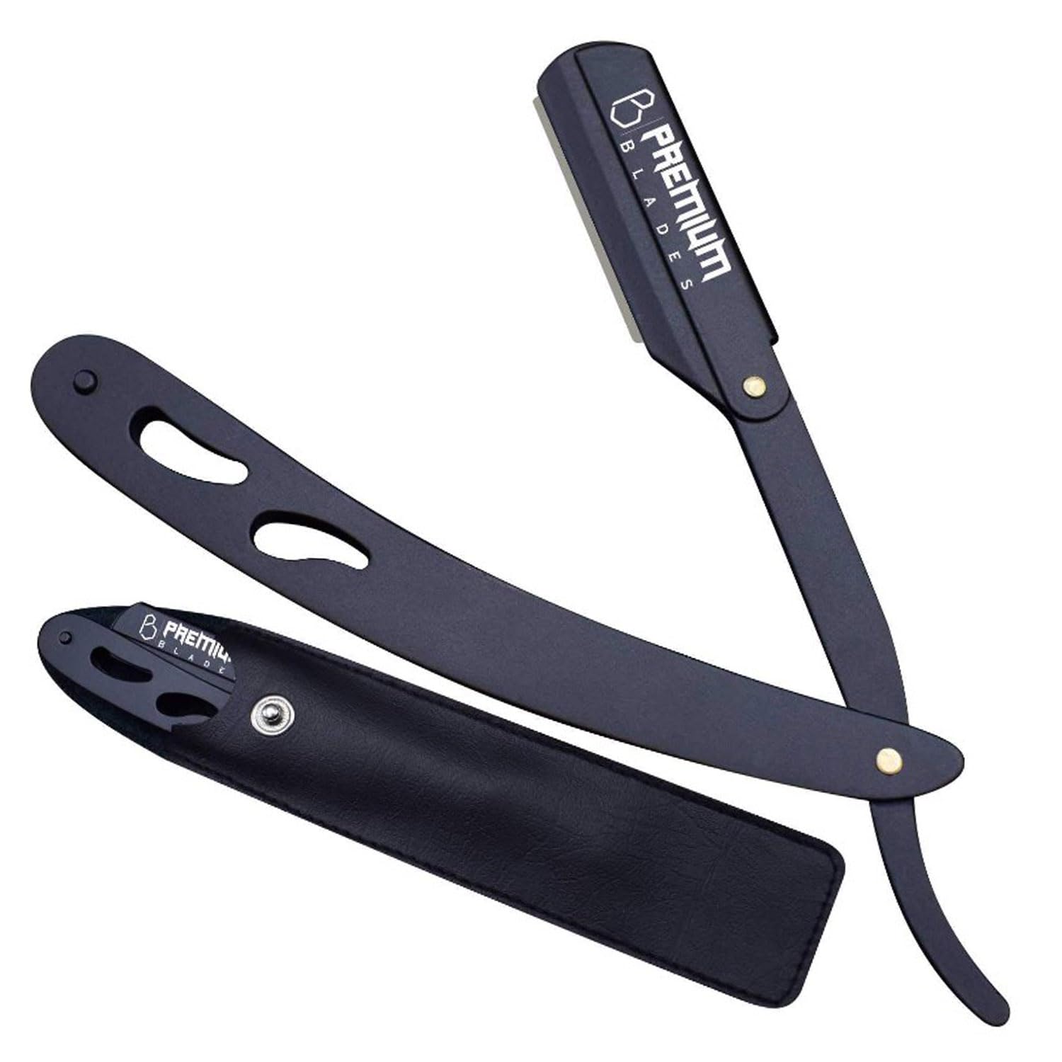 Black Petal Handle Barber Razor, Razor for men, Professional Changeable Half Blade Straight Edge Razor for men/women by "Premium Blades"