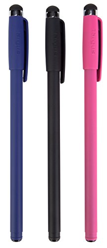 Targus Stylus Pen for Tablets, Apple iPads, Samsung Galaxy, and ALL Touchscreen devices with Slim Durable Rubber Tip - 3 Pack - Black/Blue/Red (AMM0601TBUS)