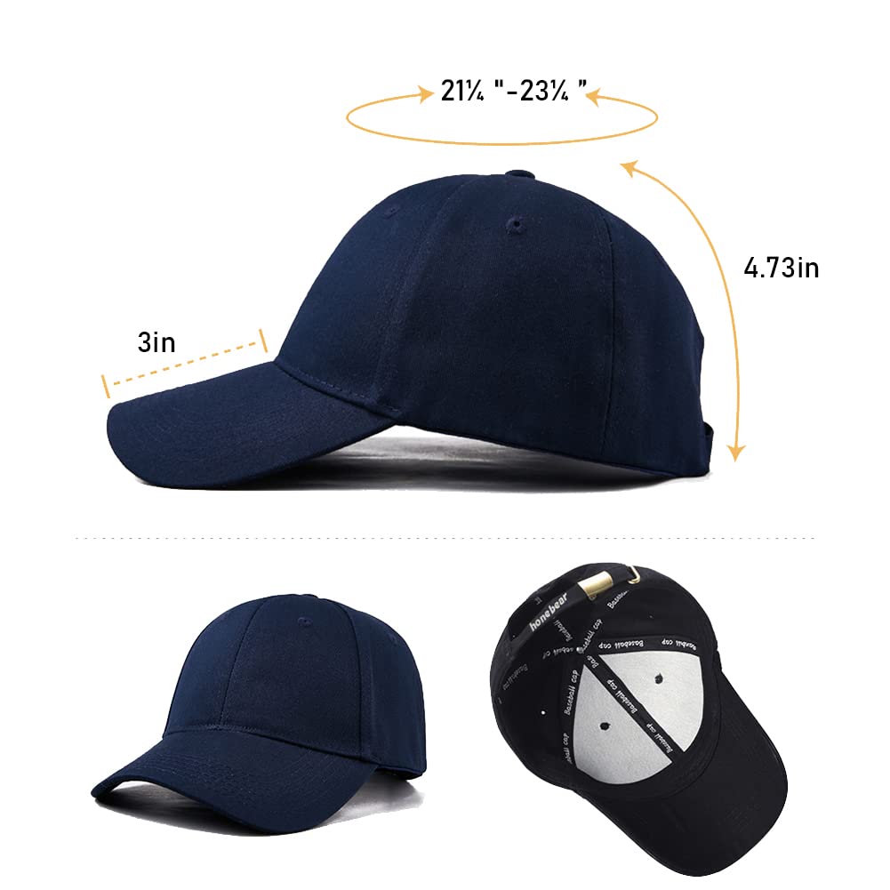 Classic 100% Cotton Structured Baseball Hats Adjustable for Men Women Basic Plain Blank Workout Ball Caps (Black)