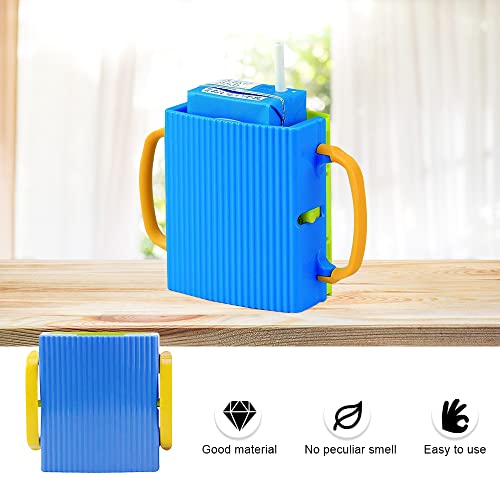 LIUHUIZEYU Children's Juice Box Holder Milk Box Holder Juice Bag Holder for Toddlers No Squeeze Adjustable Folding Food Pouch and Telescopic Cup Holder for Kids No Spill (blue)