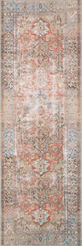 Loloi II Loren Terracotta/Sky 3'-6" x 5'-6" Accent Rug
