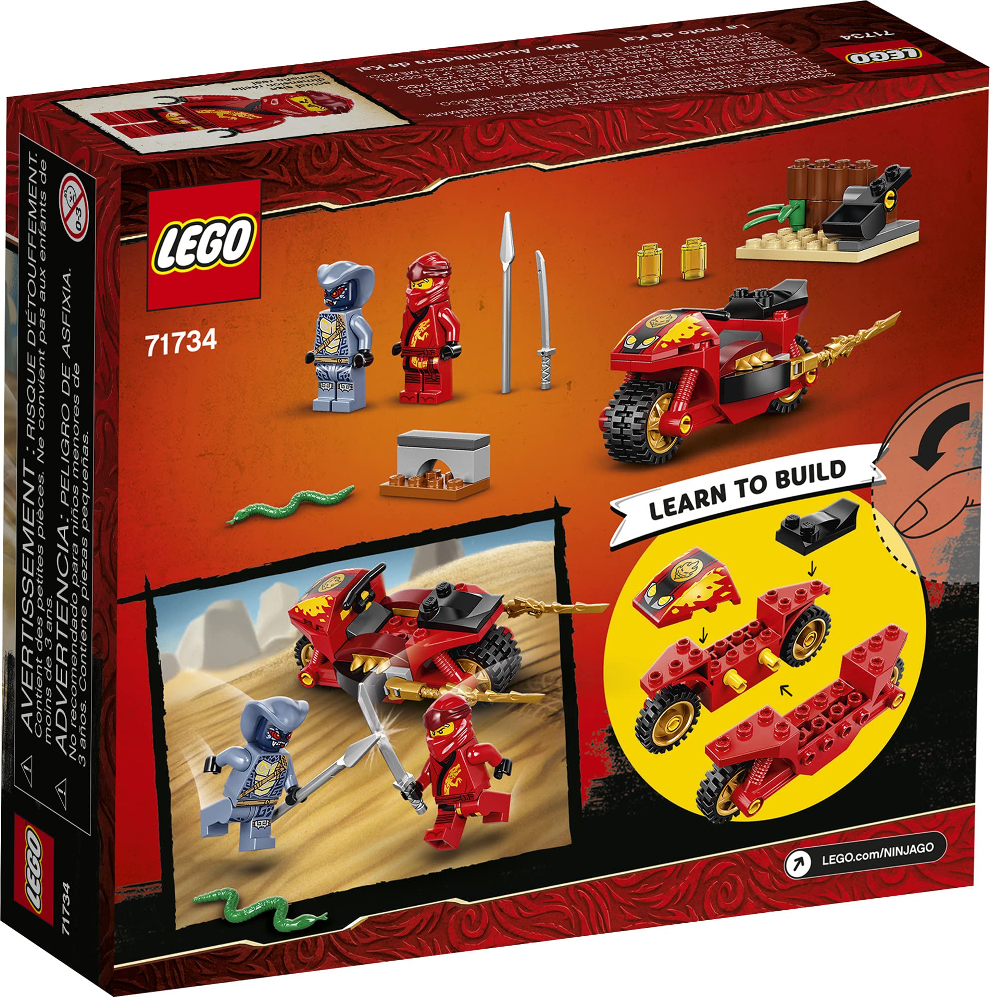 LEGO NINJAGO Legacy Kai’s Blade Cycle 71734 Ninja Motorcycle Playset Building Kit, Featuring NINJAGO Kai and a Snake; New 2021 (54 Pieces)