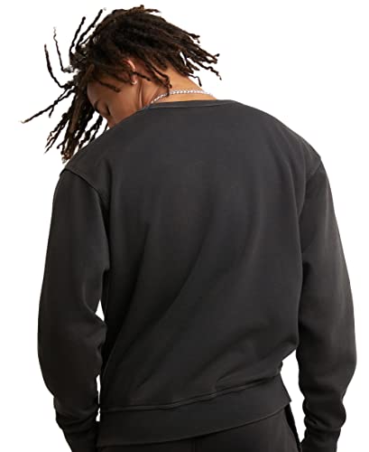 Champion Midweight Crew, Fleece Crewneck, Best Comfortable Sweatshirts for Men, Solar Wash Black Script Outline, Medium