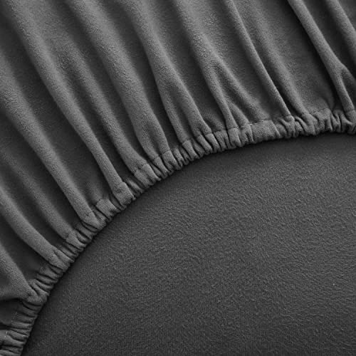 Flannel Sheets Warm and Cozy Deep Pocket Breathable All Season Bedding Set with Fitted, Flat and Pillowcases, Full, Gray