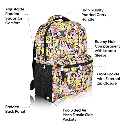 Nickelodeon SpongeBob SquarePants Backpack | Officially Licensed Spongebob Bookbag for Boys, Girls, Kids, Adults