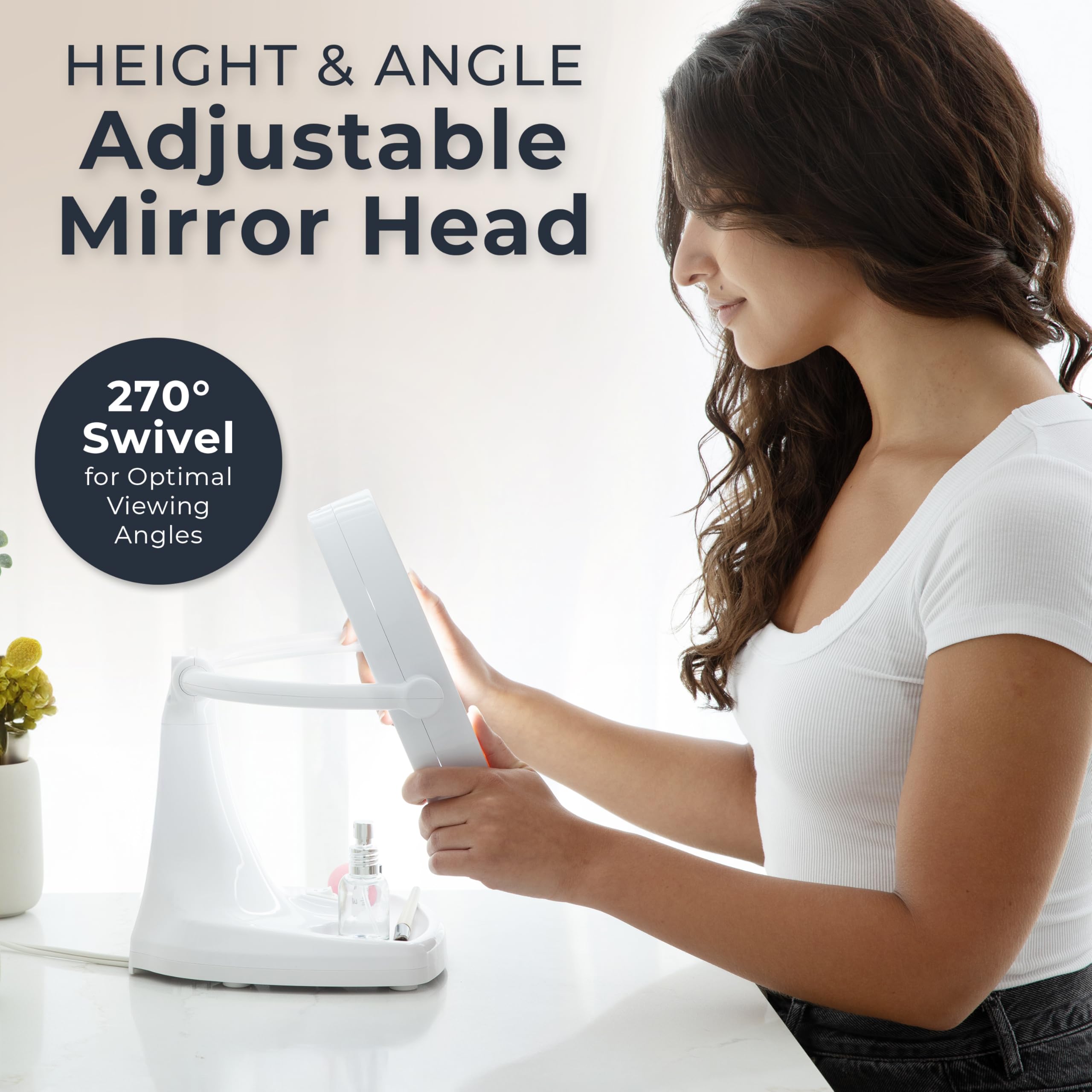 Zadro 11" W Max Bright Fluorescent Lighted Makeup Mirror with Magnification 10X/1X Swivel Head Tray Makeup Light Mirror, White