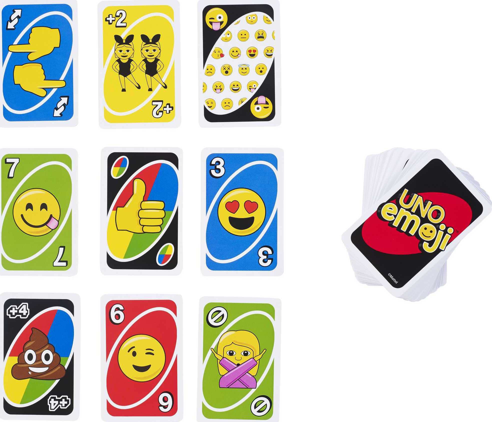 Mattel Games UNO Emoji Card Game for Kids, Adults, Familieis & Game Nights, Deck Features Hilarious Emojis