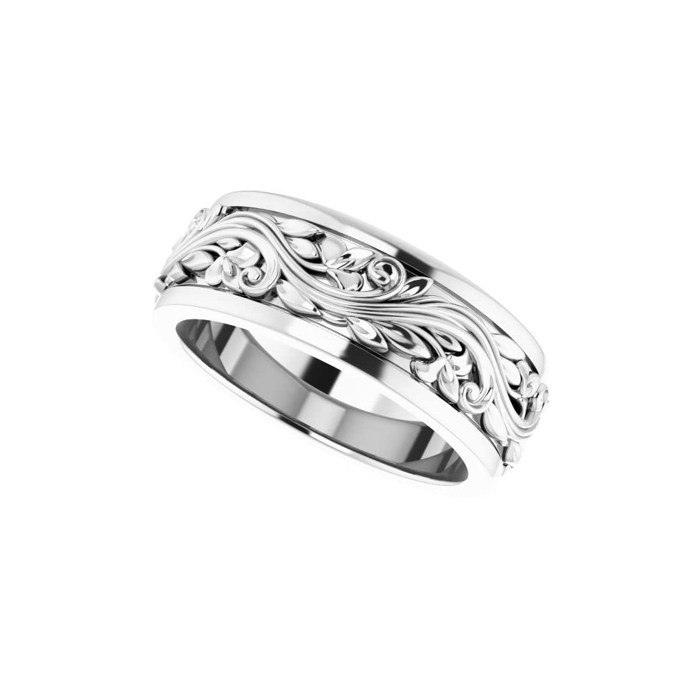 Bonyak Jewelry Sterling Silver 7mm Sculptural-Inspired Band Elegant, Size 7