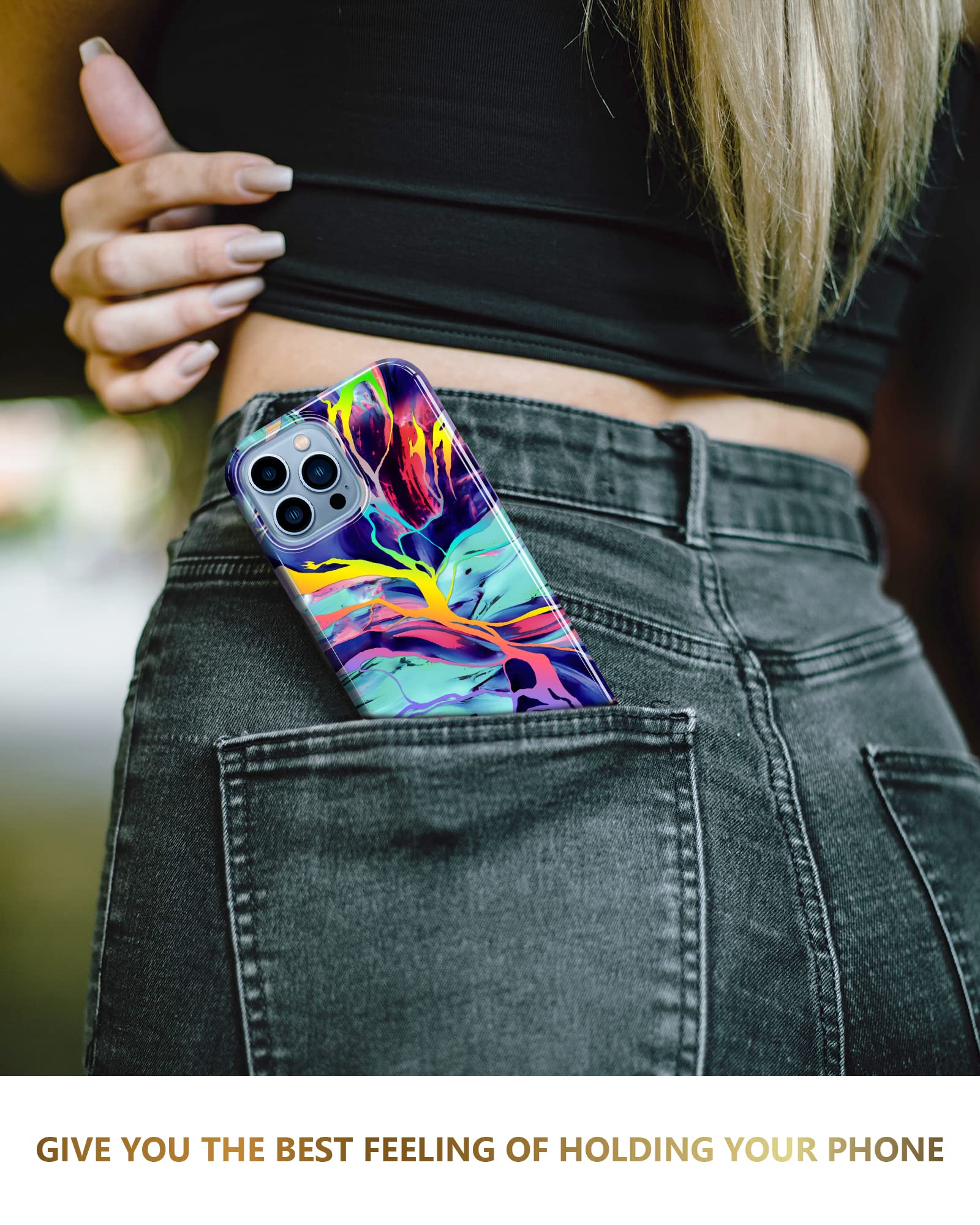 CAOUME Compatible with iPhone 13 Pro Max Case Purple Marble Design Sparkly Glitter Protective Stylish Slim Thin Cute Holographic Cases for Apple Phone 6.7" 2021 Release, Soft TPU Silicone Bumper