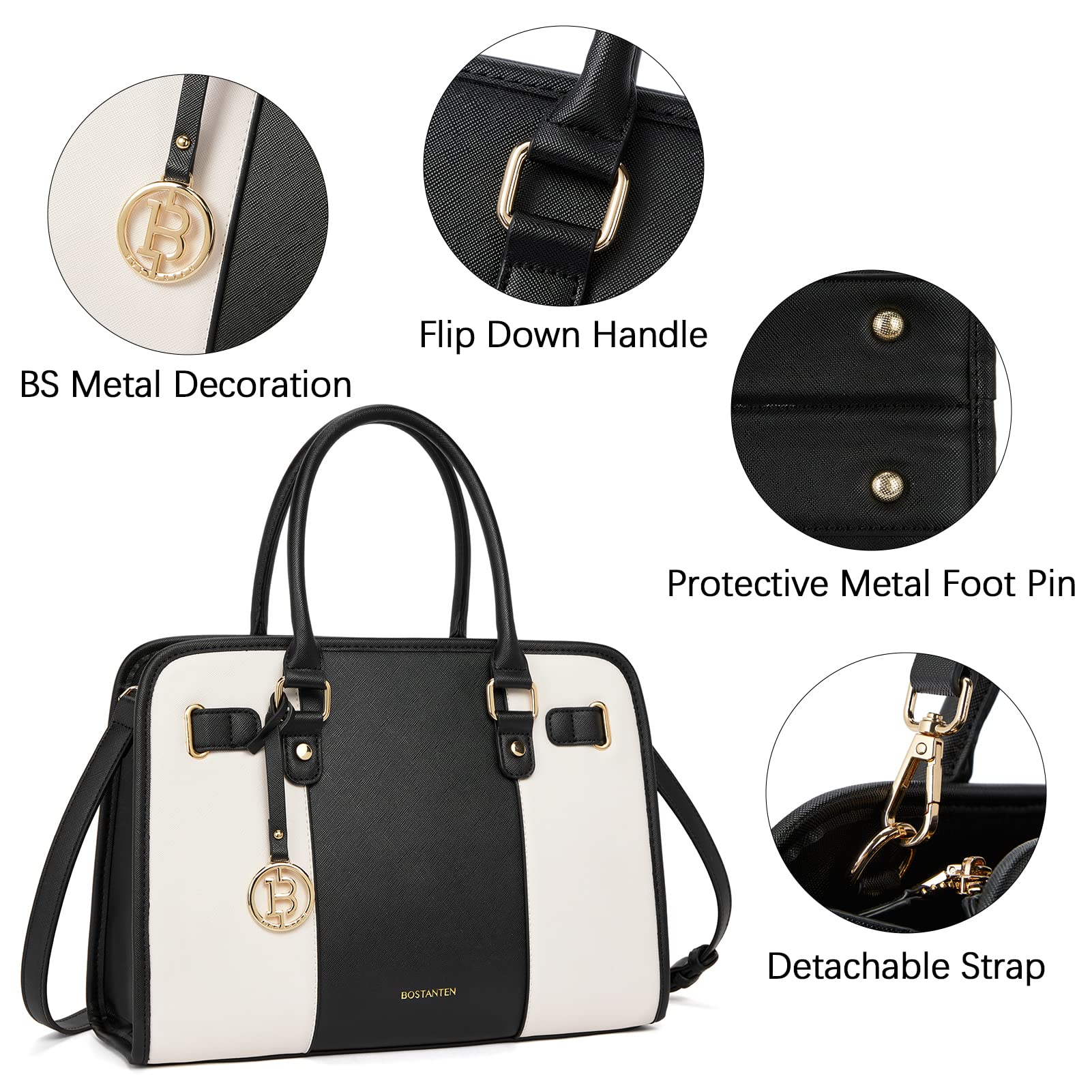BOSTANTEN Leather Handbags for Women Fashion Satchel Purses Top Handle Tote Work Shoulder Bags Crocodile Pattern