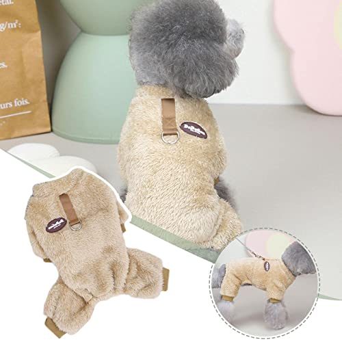 Fleece Pet Elastic Jumpsuit with Pull Ring, Dog Pajamas for Small Dogs Cats, Warm Fleece Pet Dog Jumpsuit with Pull Ring Clothes Puppy Cat Coat Jacket Outfits (M, Pink)