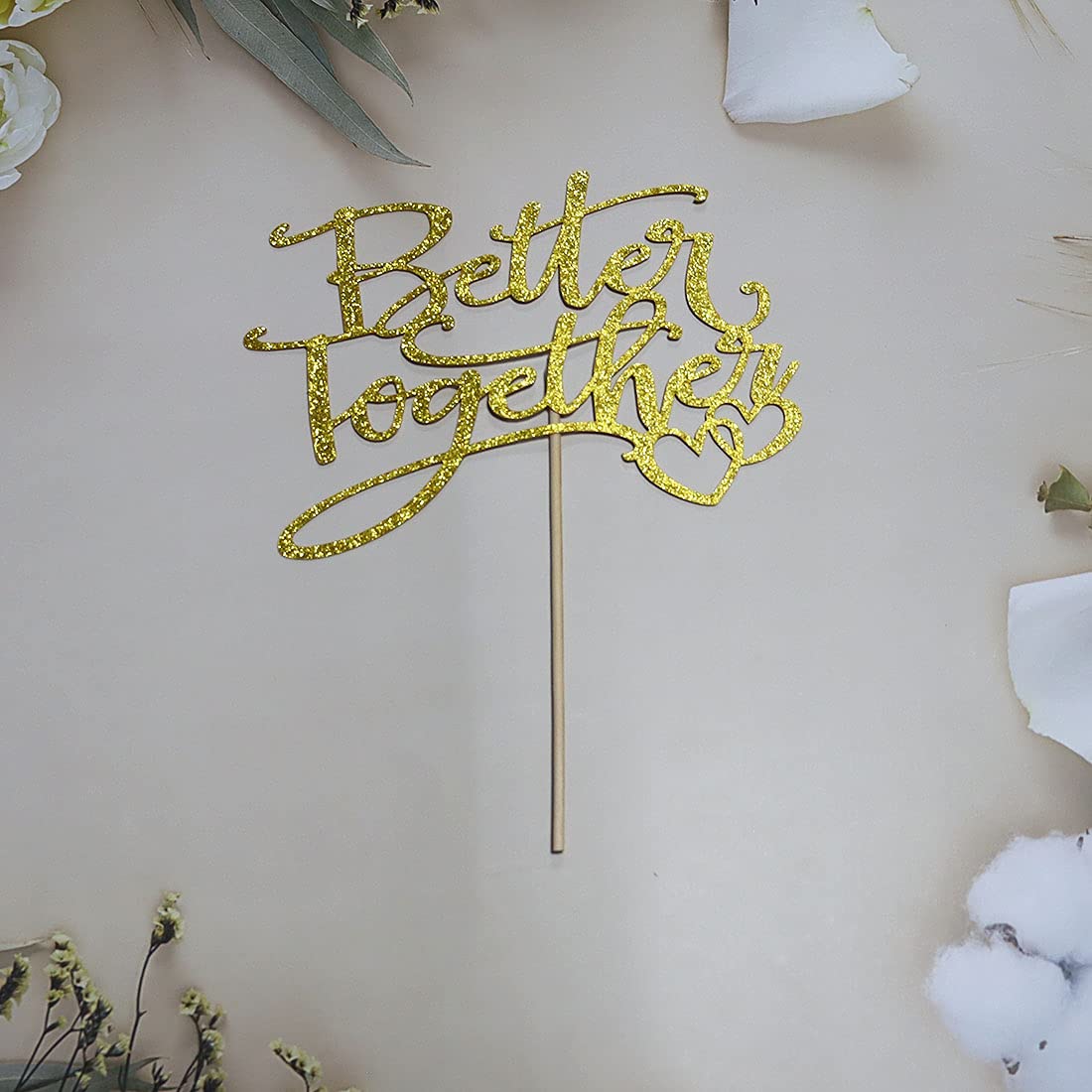Gold Glitter Better Together Cake Toppers - Bridal Shower, Mr and Mrs, Wedding Party Decorations