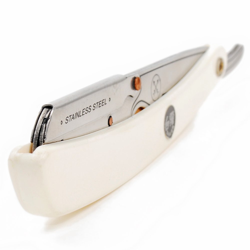 Parker SRW Straight Edge Barber Razor for Men with 100 Parker Platinum Stainless Steel Single Edge Barber Razor Blades for a Barber Shop Shave