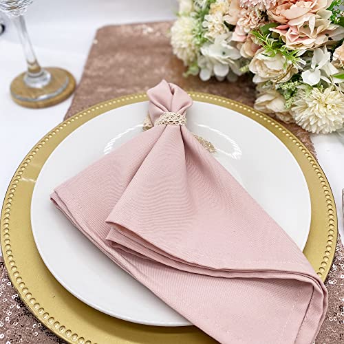 Your Chair Covers - 20 Inch Square Premium Polyester Cloth Napkins. Oversized, Double Folded and Hemmed Table Napkins for Restaurant, Bistro, Wedding - (Blush) (Pack of 10)