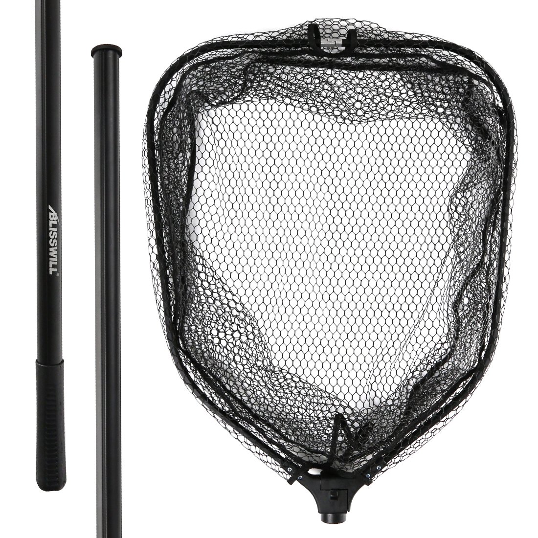 BLISSWILL Large Fishing Net Collapsible Fish Landing Net with Extendable Handle Knotless Nylon Fishing Net Safe Fish Net Durable Telescopic Dip Net for Fishing