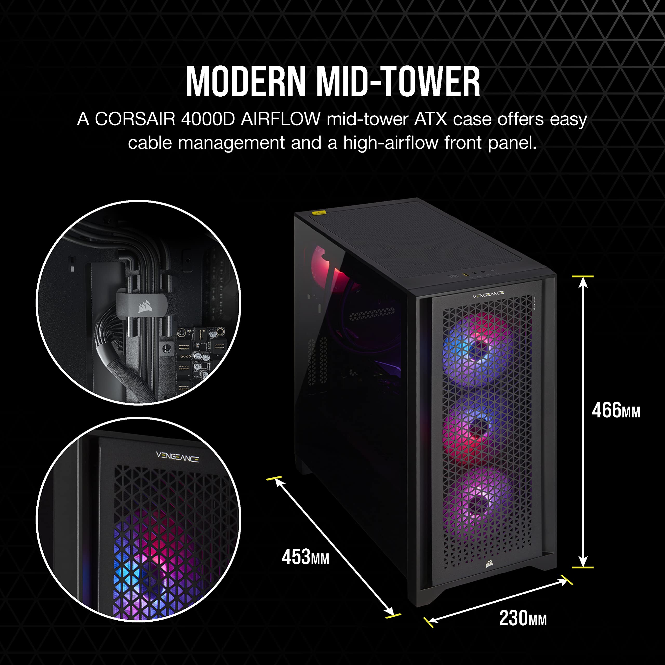 Corsair Vengeance i7300 Series Gaming PC (Liquid Cooled Intel® Core™ i7 12700K CPU, NVIDIA® GeForce RTX™ 3070 Graphics, 16GB Vengeance RGB PRO DDR4 Memory, 1TB M.2 NVMe SSD) Black