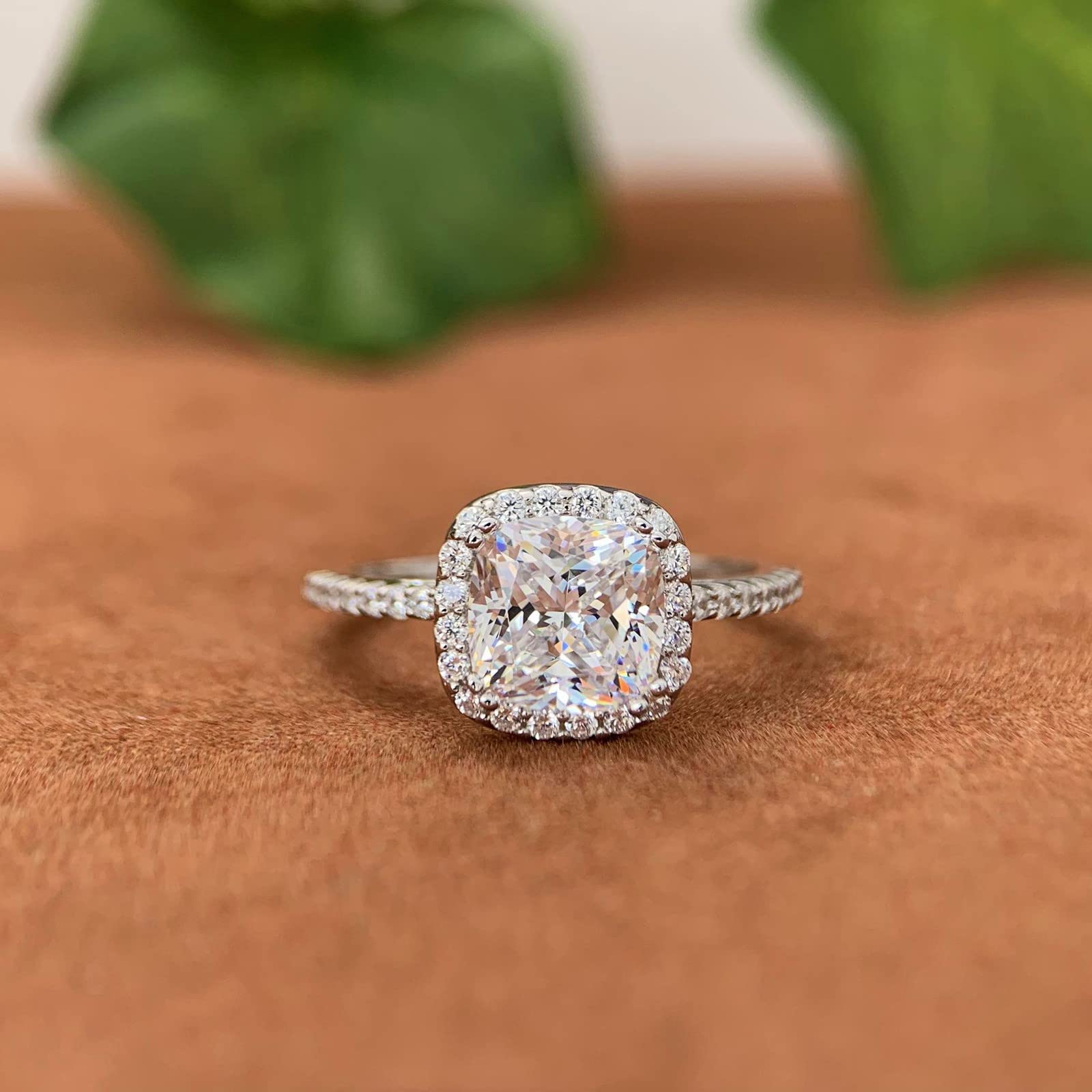 CGSRING Cushion Moissanite Rings, 3 Carat Cushion Cut Engagement Ring, Cushion Halo Engagement Ring (10)