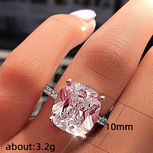 Classic Four Prong White Cubic Zirconia 4 Carat Square Diamond Silver 925 Wedding Engagement Ring (8)