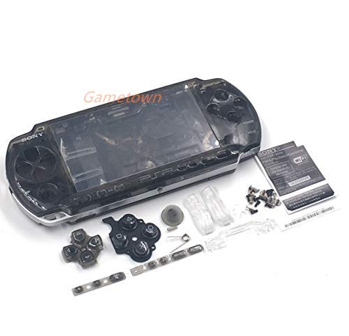 New Replacement PSP 3000 Full Housing Shell Cover with Buttons Screws Set -Clear Black.