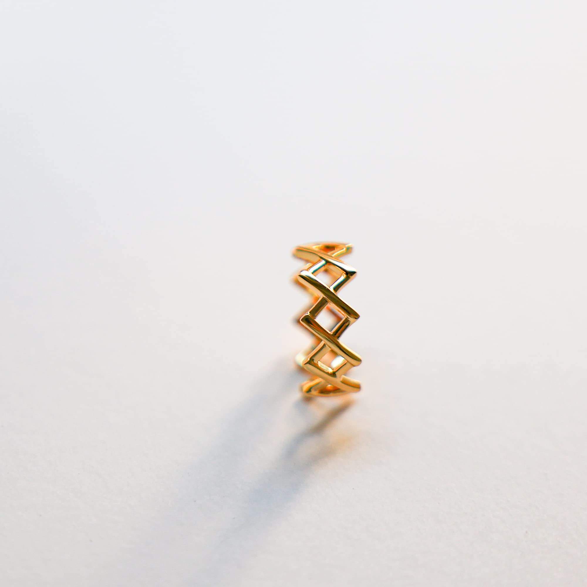 BLOSSOM & HUE Wide Woven Ring | 18kt Gold Over Sterling Crisscross Ring | X Band | Size 8