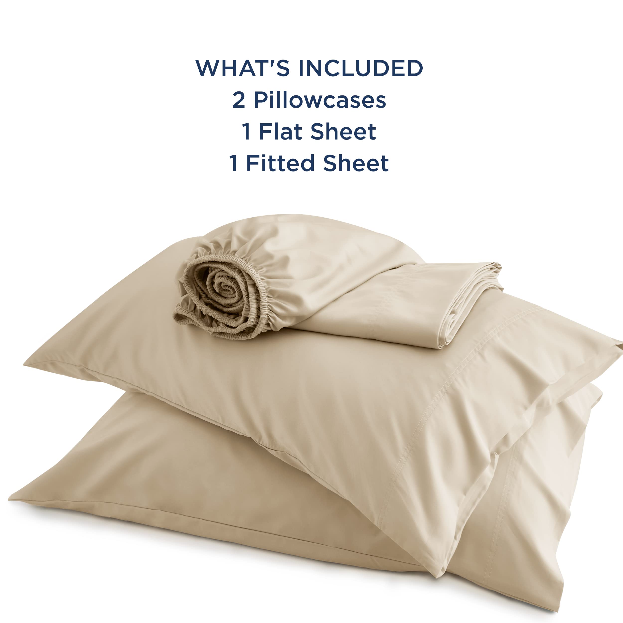 Bedsure King Size Sheet Set, Cooling Sheets King, Rayon Derived from Bamboo, Deep Pocket Up to 16", Breathable & Soft Bed Sheets, Hotel Luxury Silky Bedding Sheets & Pillowcases, Beige