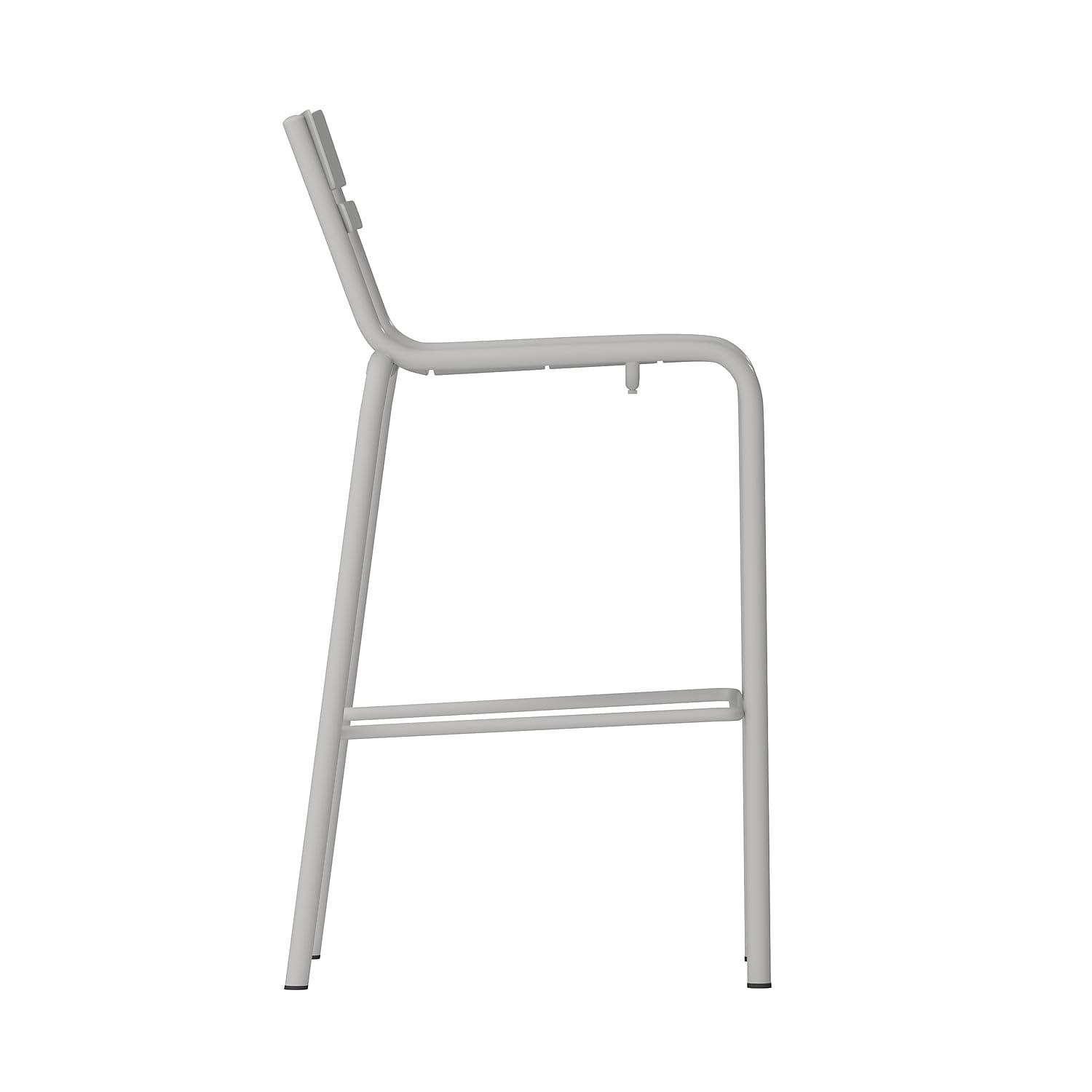Flash Furniture Nash Commercial Grade Steel Stack Stool, Indoor-Outdoor Bar Stool with 2 Slat Back, Set of 4, Silver