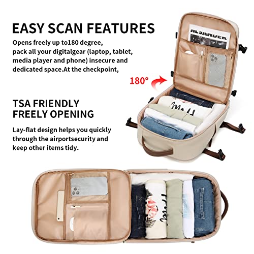 GOLF SUPAGS Laptop Backpack with Separate Laptop Compartment Fits 15.6 Inch Notebook Large Capacity Computer Bag for Women Work Travel College Backpacks (Apricot)