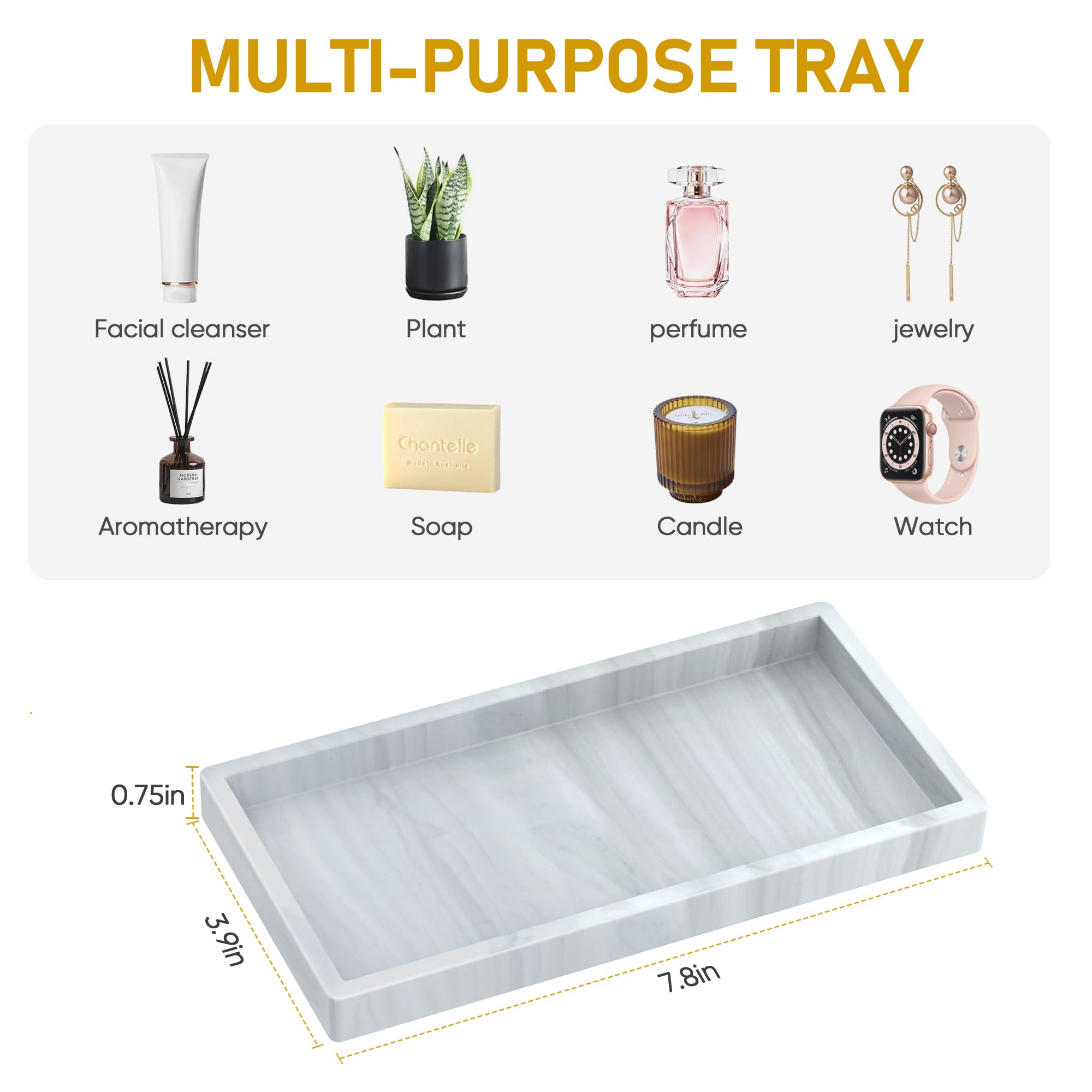 Bathroom Counter Tray,EG-SIPRO High-Grade Thickened Silicone Bathroom Vanity Tray,Shatterproof Durable Rectangle Bathroom Tray Soap Dispenser Tray for Bathroom Countertop
