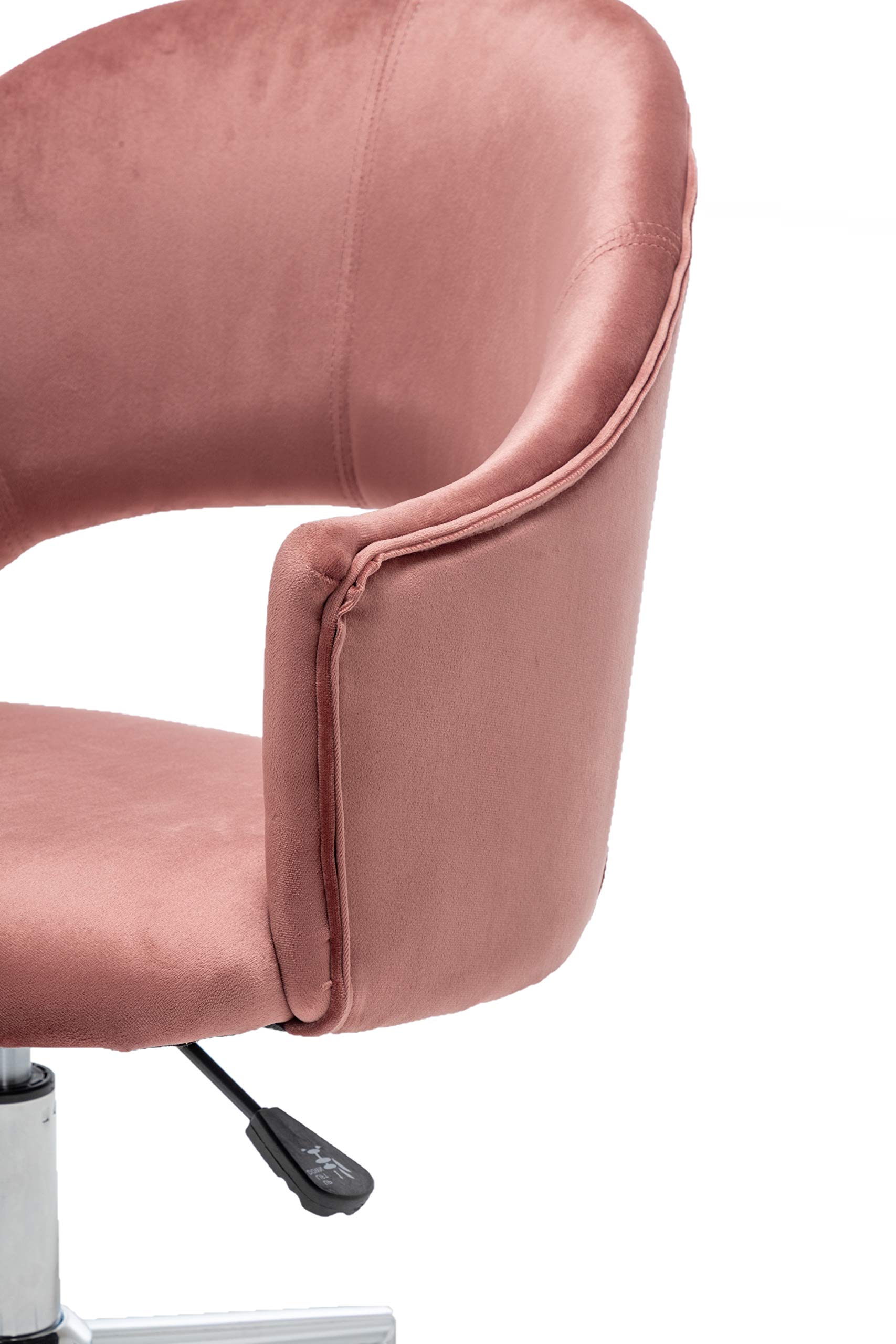BTEXPERT Midback Swivel Task Vanity Makeup Work, Rose Pink (5155) Velvet Home Office Chair, Adjustable Upholstered Accent
