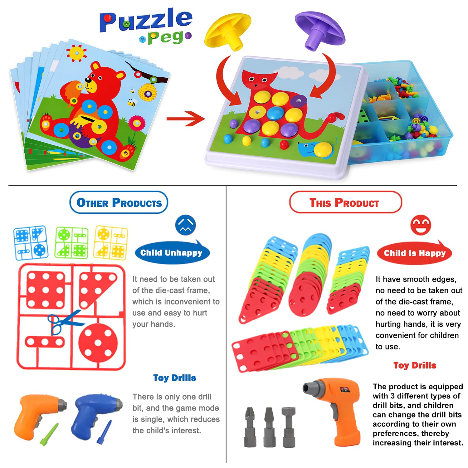 Haifeng 223 Pieces Kid Screwdriver Toy Set, Create and Design Drill kit, Magic Play Toolbox for Kids, Game Activities Center for Kids Ages 3-10 Years Old