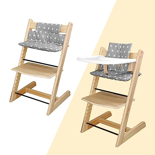 LLHQAMT for Stokke High Chair Cushion, Soft and Comfortable for Tripp Trapp High Chair Cushion, for Tripp Trapp Cushion Set Makes It Safer and More Comfortable for Baby to Sit On (Grey Star Pattern)