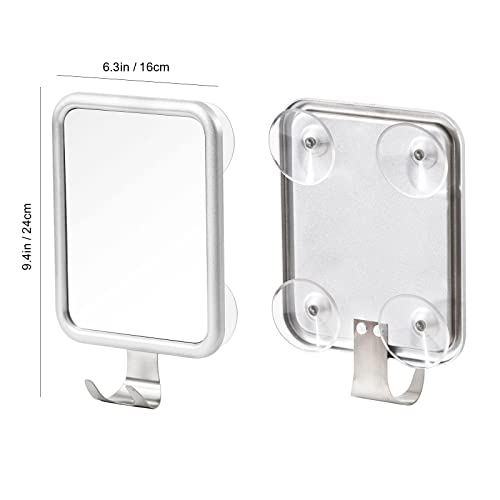 Ettori Shower Mirror Fogless for Shaving- with 4 Suctions, Anti Fog Mirror for Shower, Bathroom, Vanity, Bathtub, Razor Holder for Men
