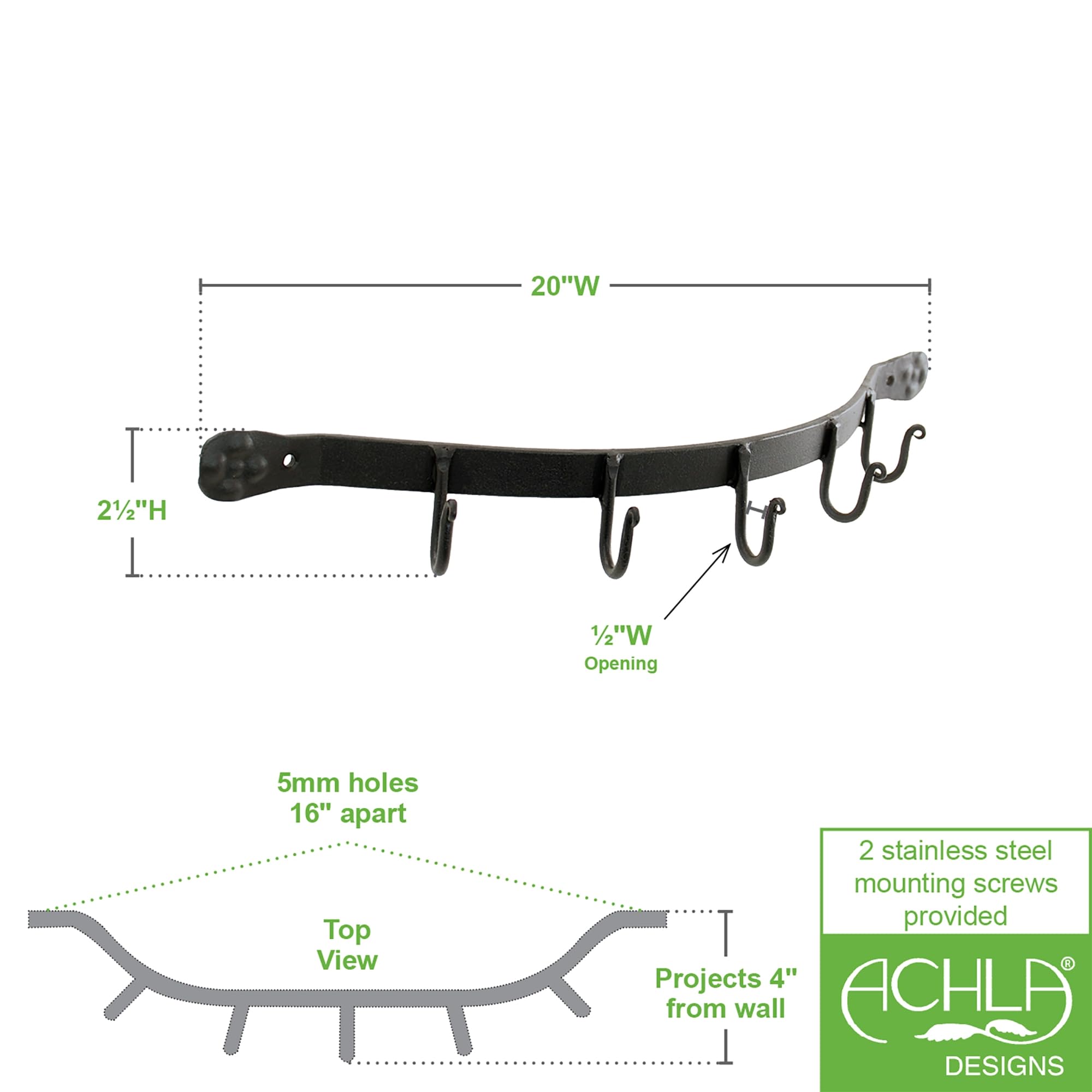 Garden Tool Bracket with 5 Hooks
