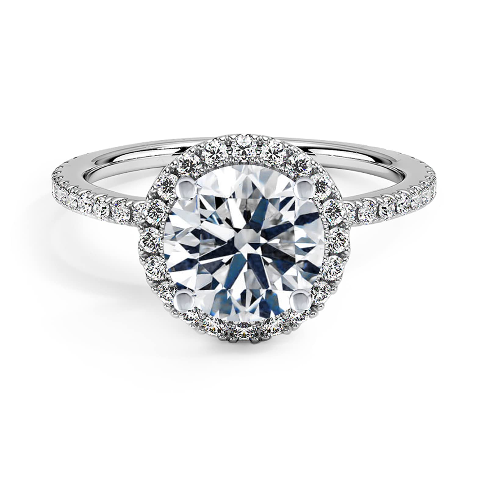 Blocaci 2 CT TW Round Cut Moissanite Engagement Ring for Women 10k White Gold Size 6.5
