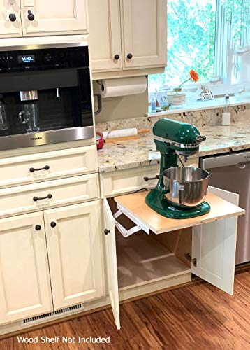 Wood Technology Kitchen Appliance Lift, White, with Self-locking Spring Mechanism for Heavy Appliance Storage and Space Savings