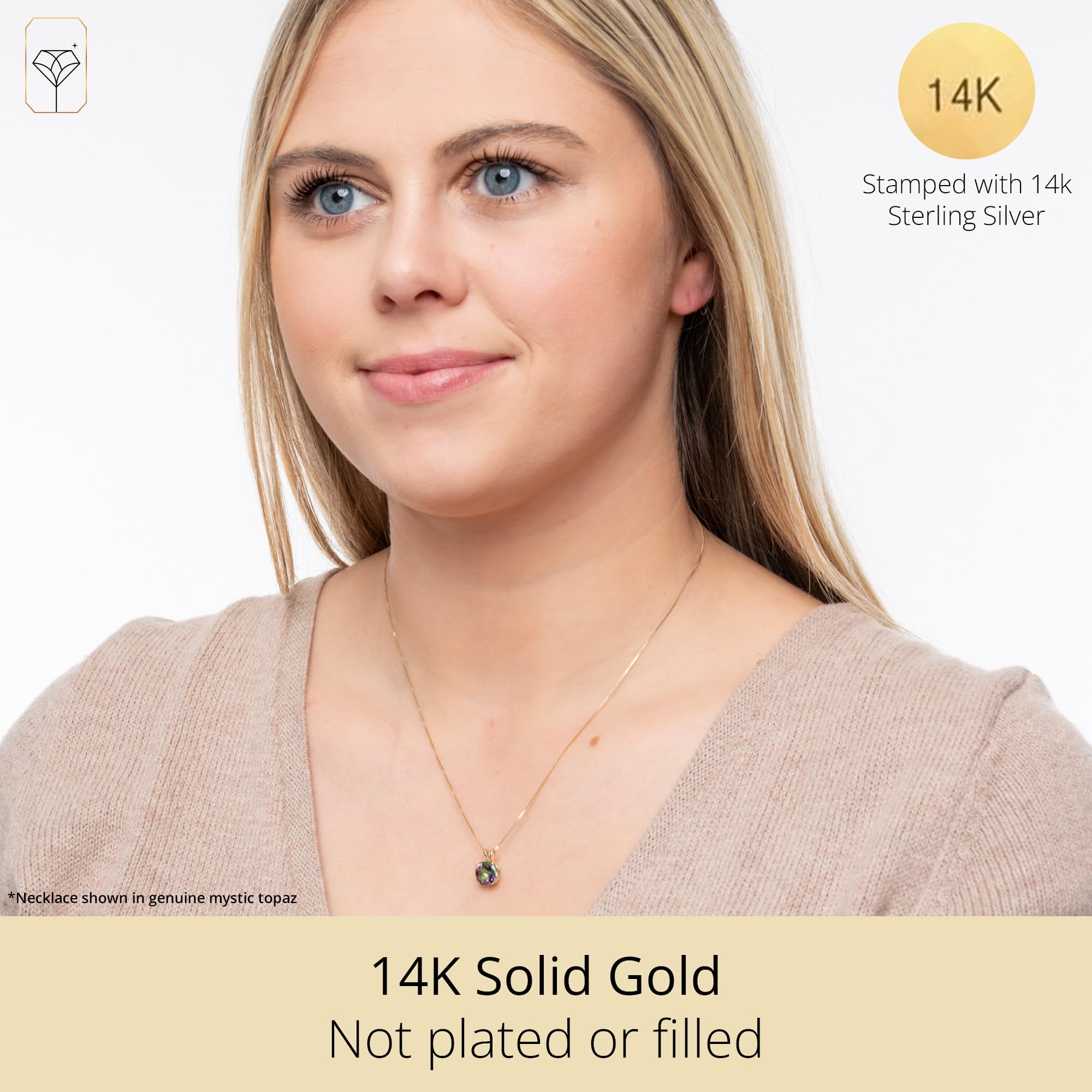 MAX + STONE 14k Yellow Gold 8mm Cushion Cut July Birthstone Created Ruby Solitaire Pendant Necklace for Women with 18 inch Box Chain