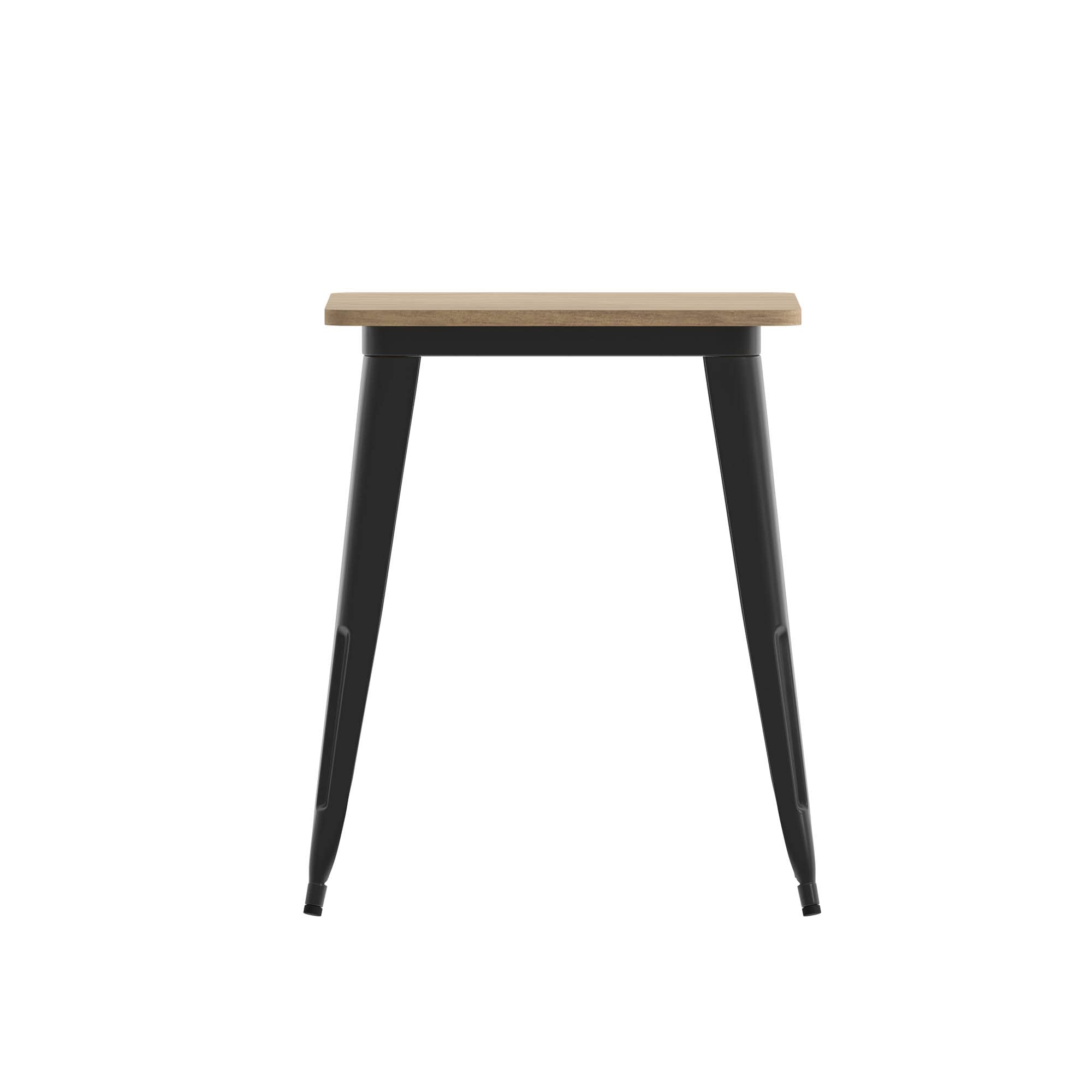 Flash Furniture Declan Commercial Outdoor Dining Table, All Weather Poly Resin Top with Steel Base, 23.75" Square, Brown/Black