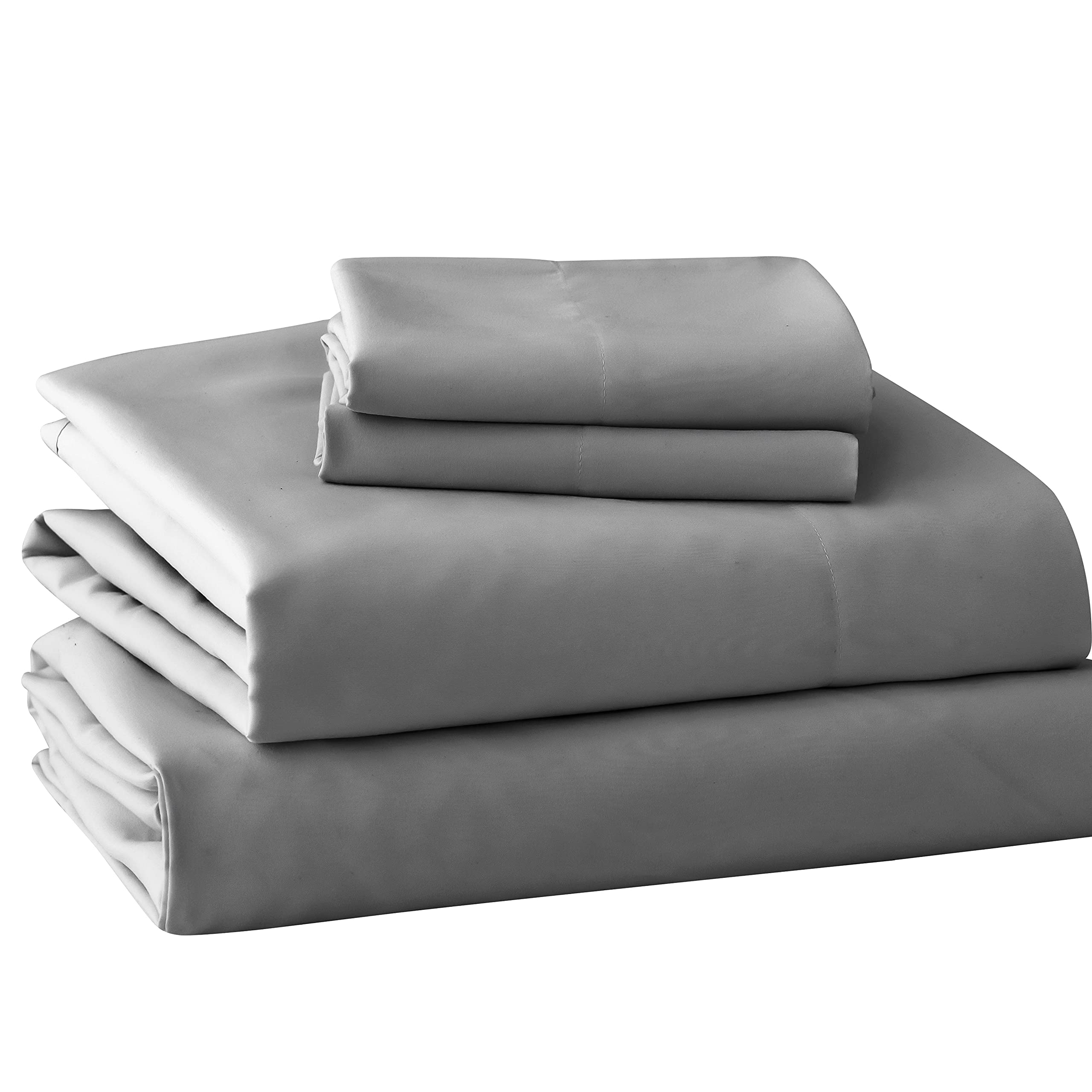 Chic Deep Pockets Queen Sheets - Super Soft Comfortable Brushed Microfiber, Cool Wrinkle Free Bed Sheets - 1 Flat Sheet 1Fitted Sheet 2 Pillowcases High Thread Count Bedding Sheets, Grey