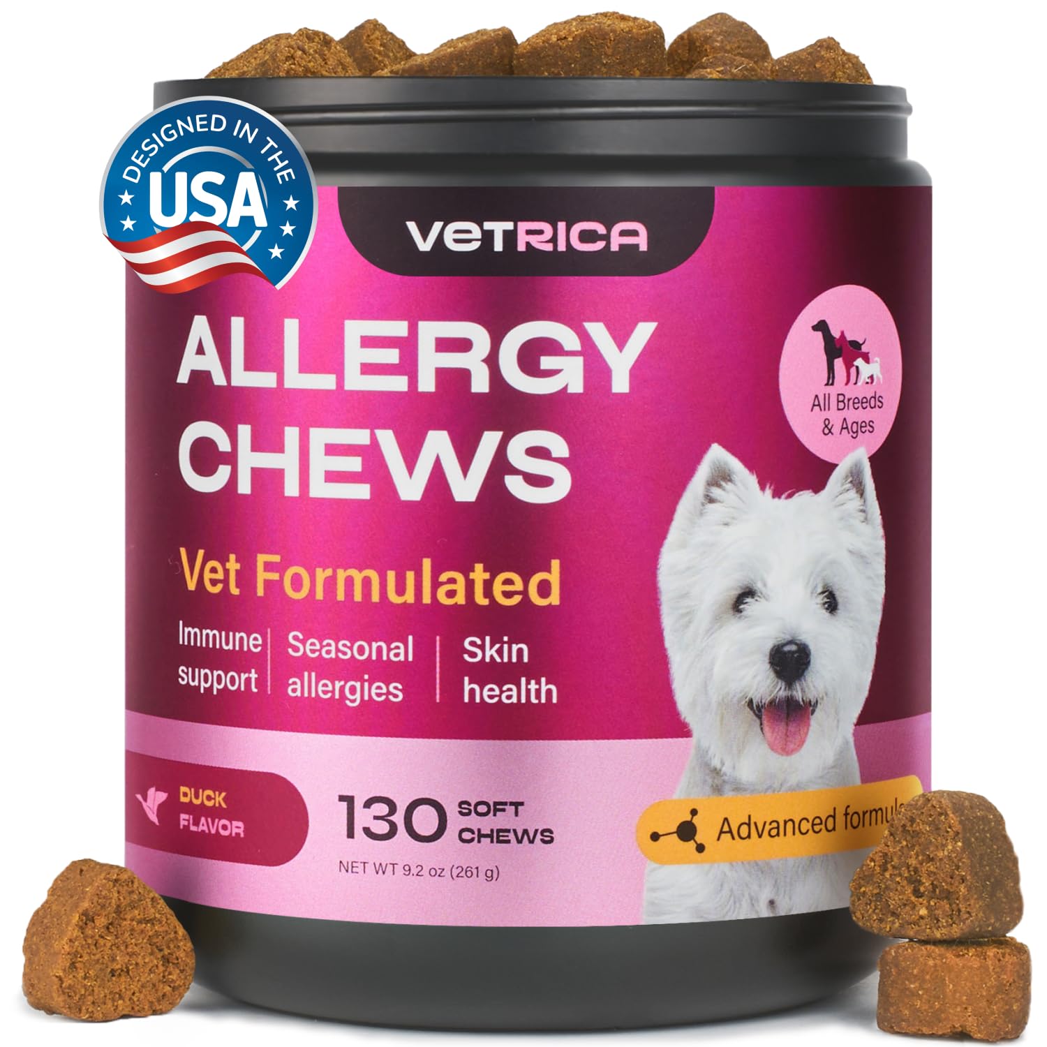 Dog Allergy Relief Chews - Dog Itching Skin Relief - Anti Itch for Dogs - Dog Itch Relief Chews - Hot Spot Treatment - Seasonal Allergy Support Supplements - Allergy Chews - Allergy Immune Treats
